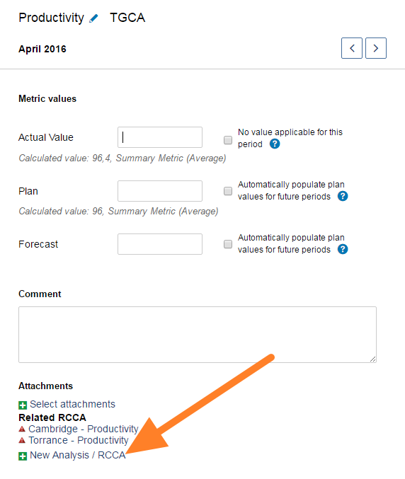 How to launch RCCA directly from a metric dashboard