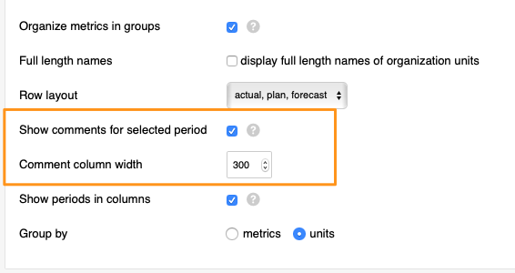 How to view comments in a row