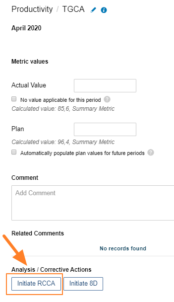 How to launch RCCA directly from a metric dashboard