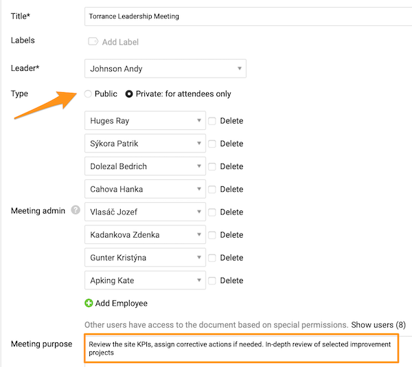 How to set up a new standardized meeting